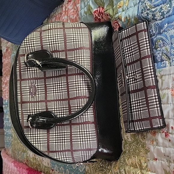 Coach | Bags | Coach Plaid Purse And Wallet | Poshmark